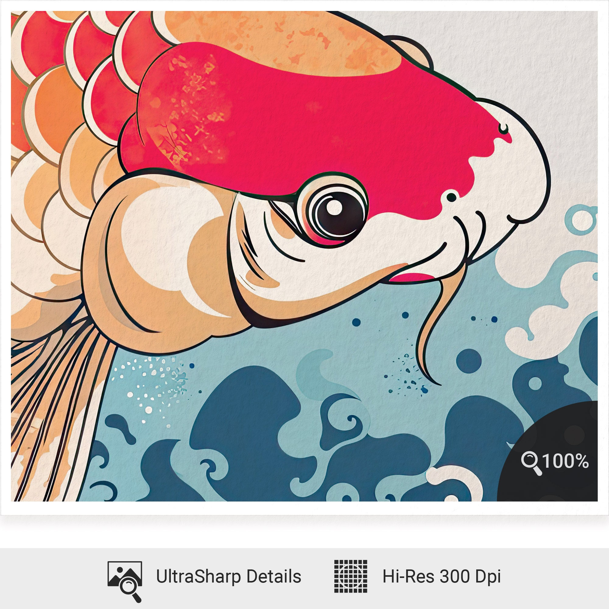 JAPANDI Naminori Koi Wall Art Carp Koi Fish Great Wave off Kanagawa Japanese Japandi Modern ...