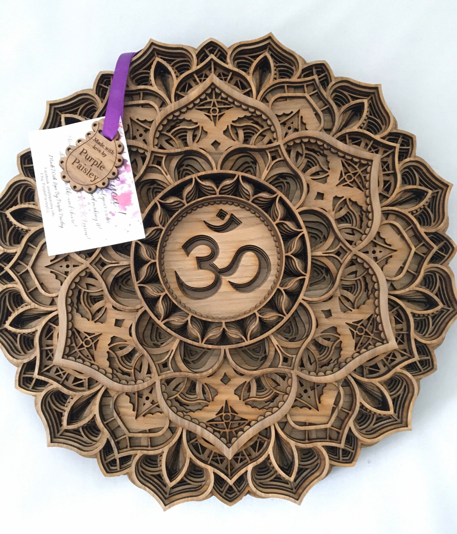 Natural Intricate Ohm Mandala Wall Hanging, Henna Flower, Yoga Studio ...