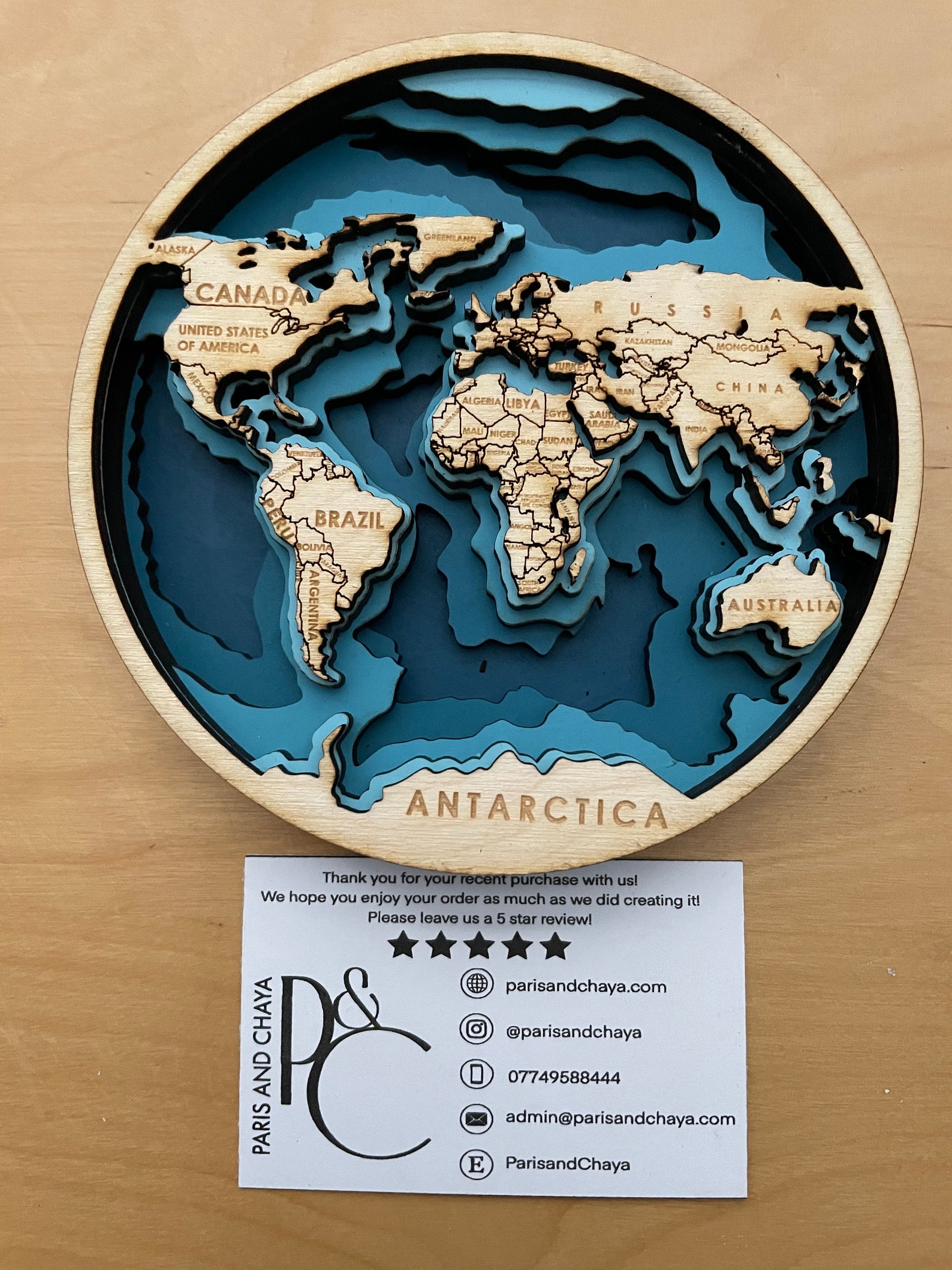 3D Layered World Map; Wood Map; Wall Decor; Educational; Handmade ...
