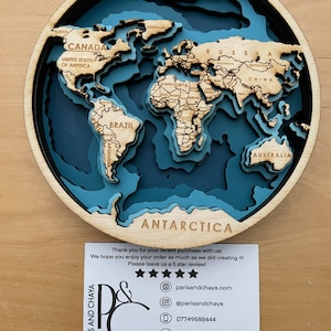 3D Layered World Map; Wood Map; Wall Decor; Educational; Handmade ...