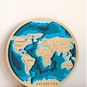 3D Layered World Map; Wood Map; Wall Decor; Educational; Handmade ...