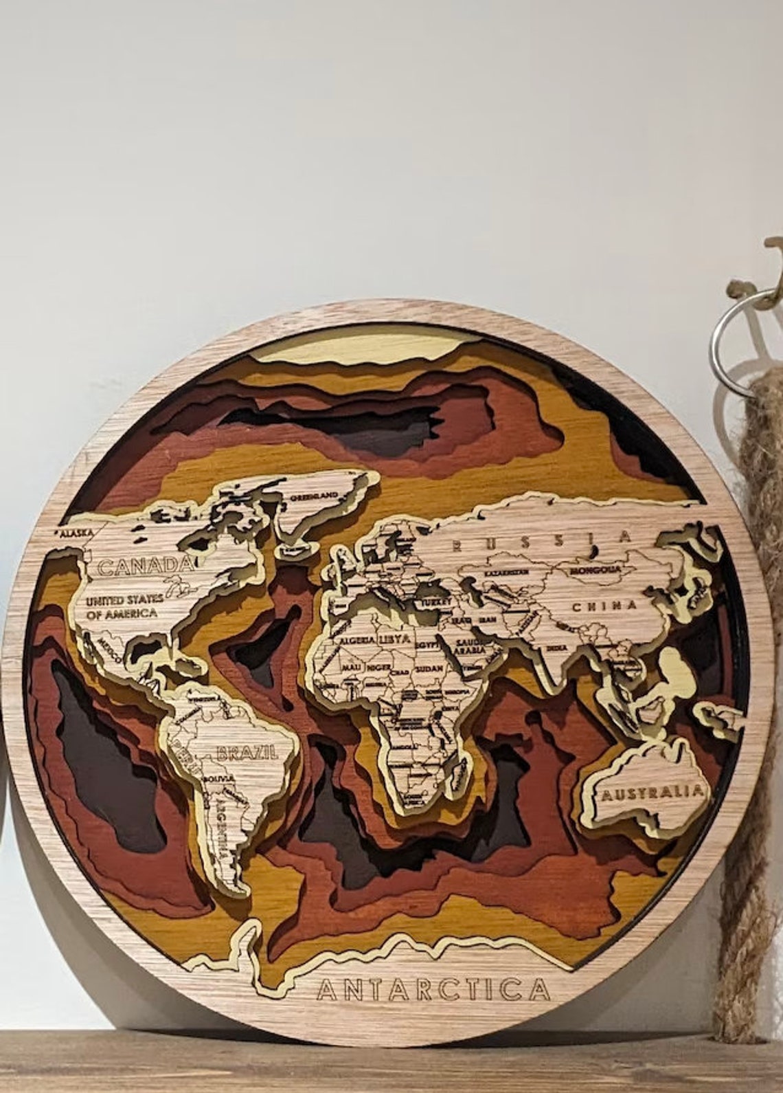 3D Layered World Map; Wood Map; Wall Decor; Educational; Handmade ...