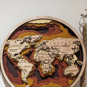 3D Layered World Map; Wood Map; Wall Decor; Educational; Handmade ...