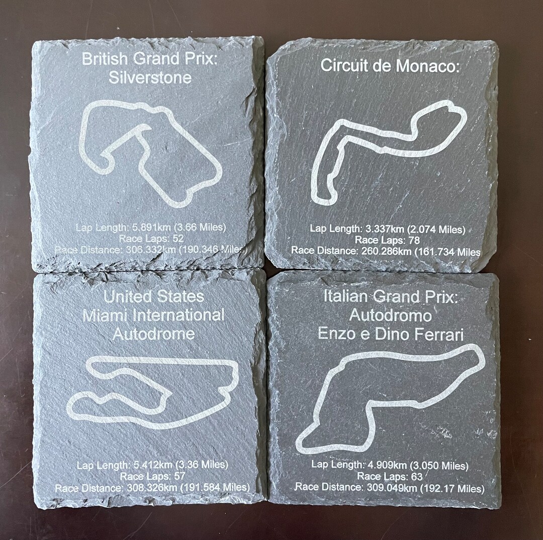 Personalised F1 2025 Circuit Race Track Slate Coaster Set for ...
