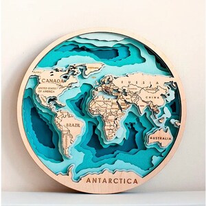 3D Layered World Map; Wood Map; Wall Decor; Educational; Handmade ...