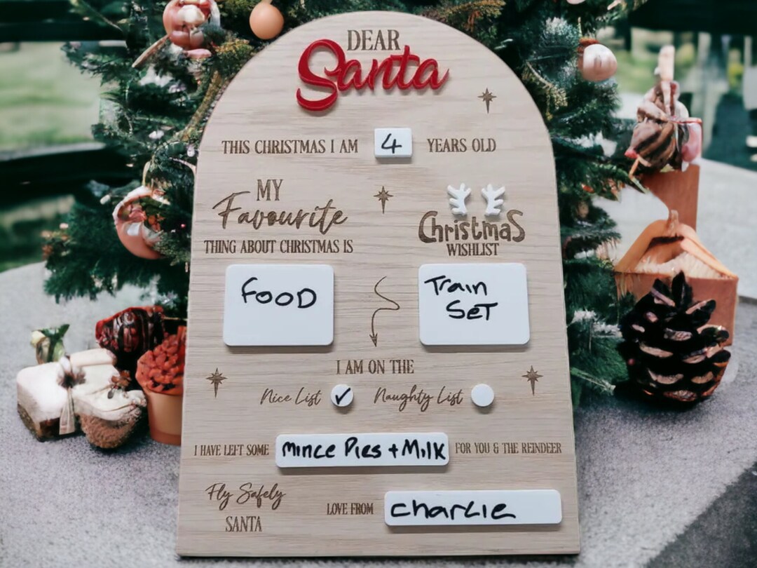 Reusable Dear Santa Personalised Wish List Board- Christmas Wish List ...