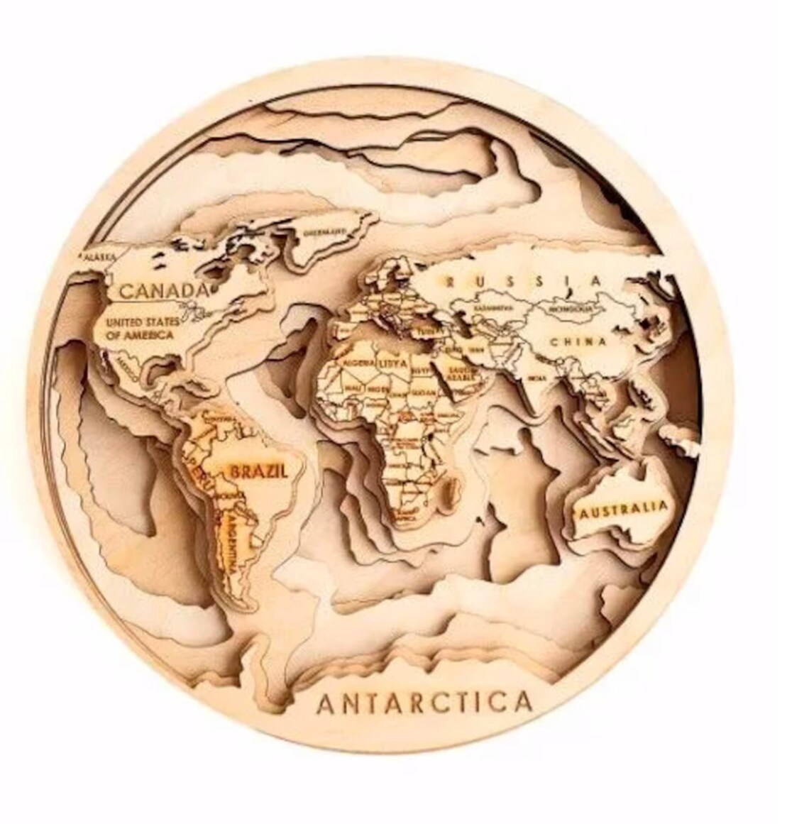 3D Layered World Map; Wood Map; Wall Decor; Educational; Handmade ...