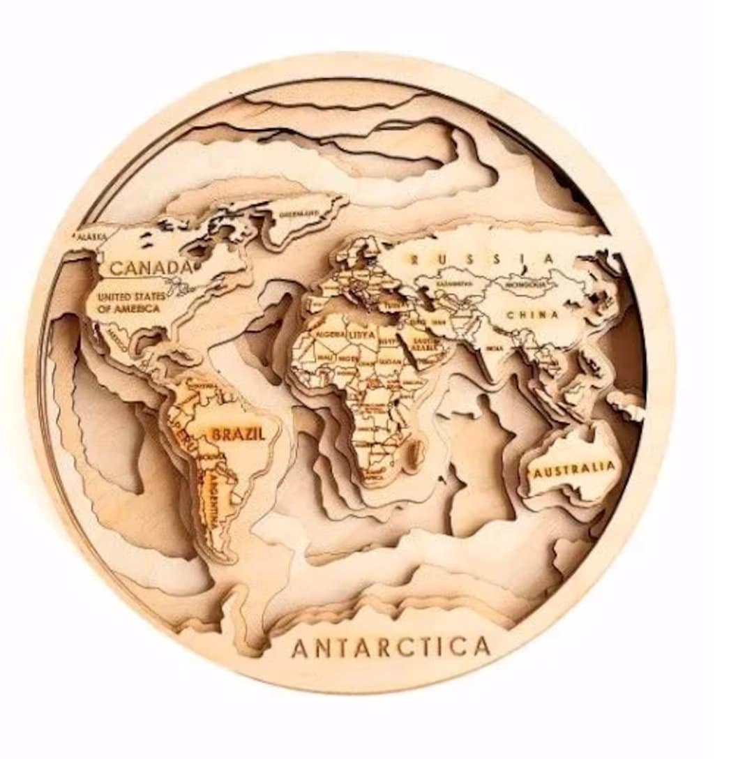 3D Layered World Map; Wood Map; Wall Decor; Educational; Handmade ...