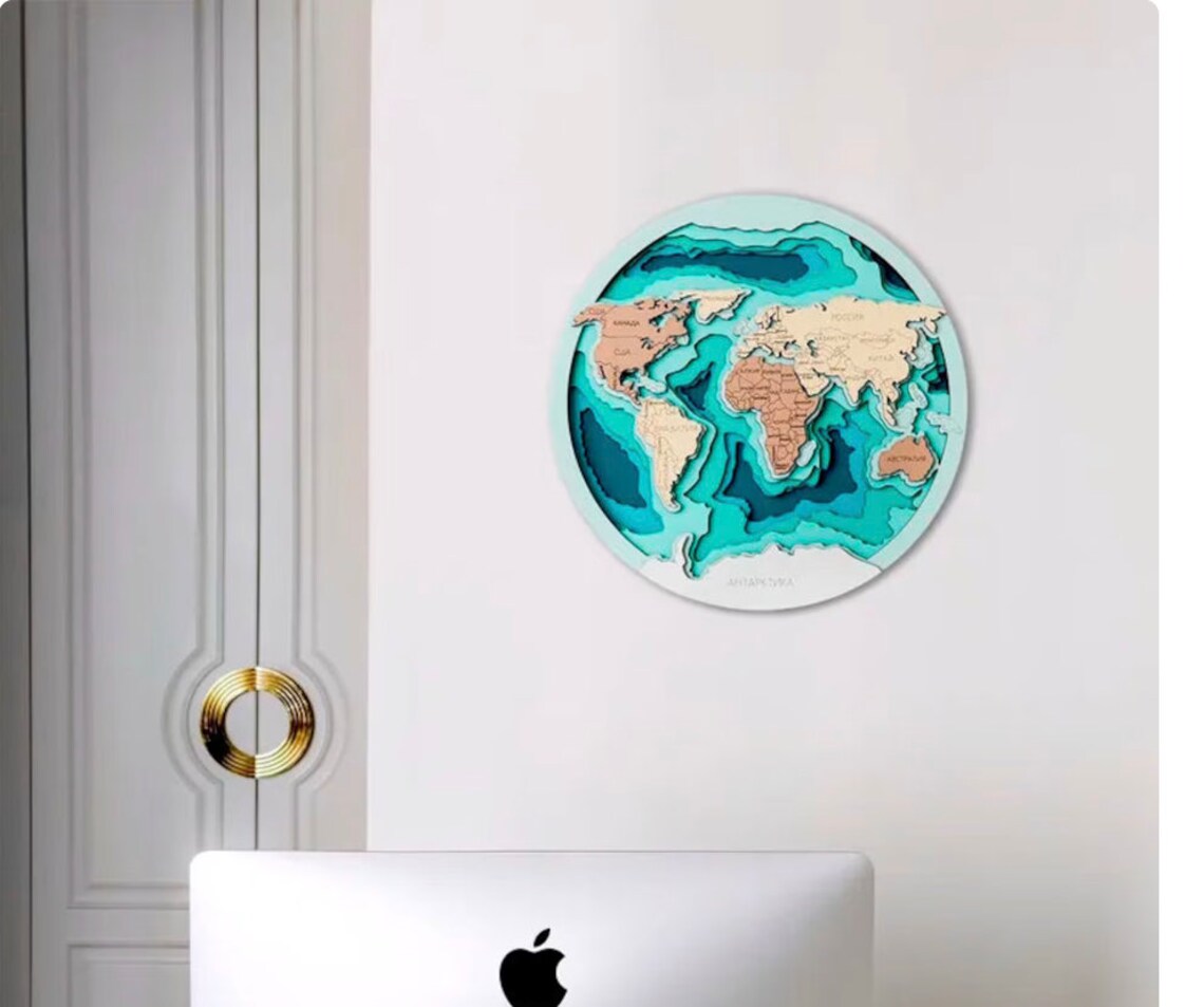 3D Layered World Map; Wood Map; Wall Decor; Educational; Handmade ...