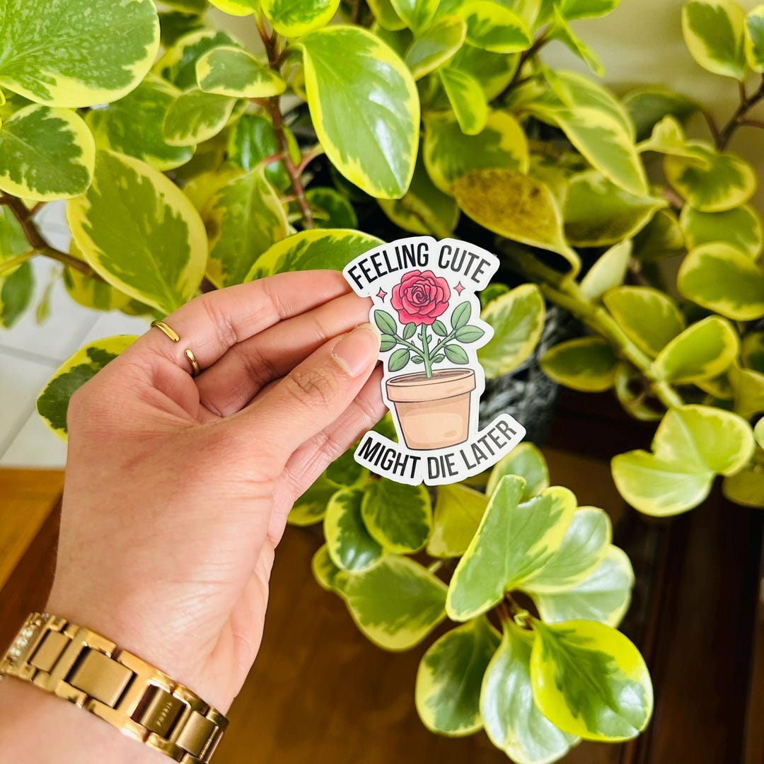 Feeling Cute Might Die Later I Cute Little Plant Lover Stickers Bookish ...
