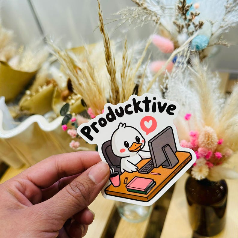 Productive Workaholic Sticker: Funny Laptop Decal, Co-worker Gift - Etsy
