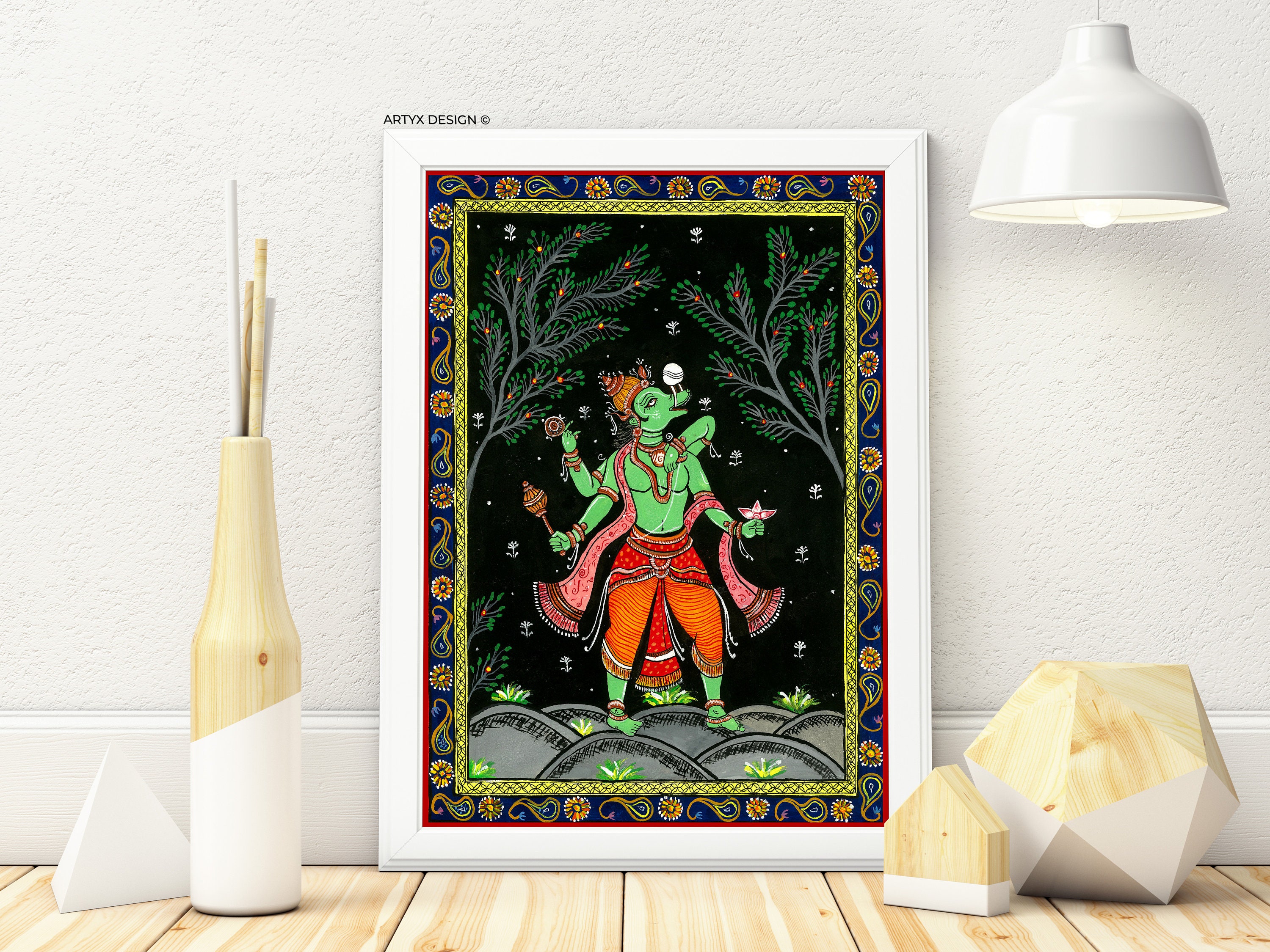 Pattachitra Varah Avtar Art Prints Living Room Decor Indian Folk Art ...