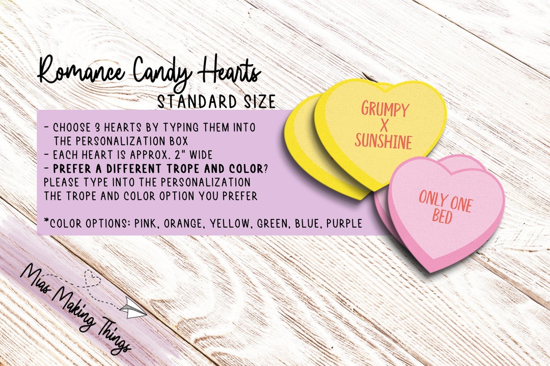 Romance Candy Hearts Standard Size Sticker - Candy Heart Stickers ...