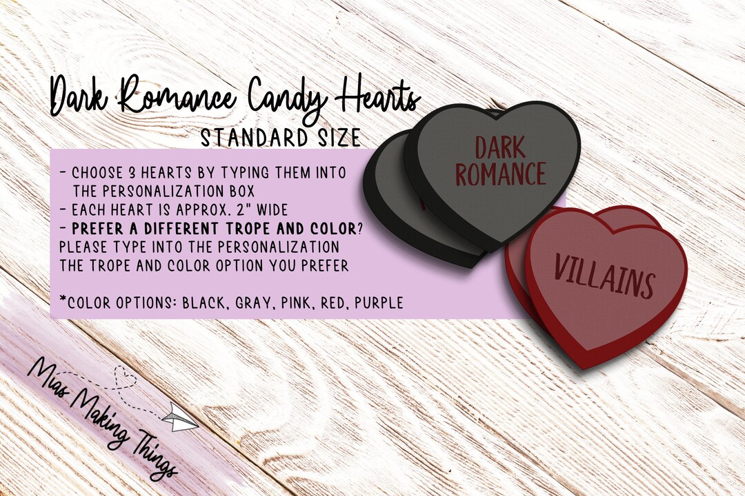 Dark Romance Conversation Hearts Standard Size Sticker - Candy Heart ...