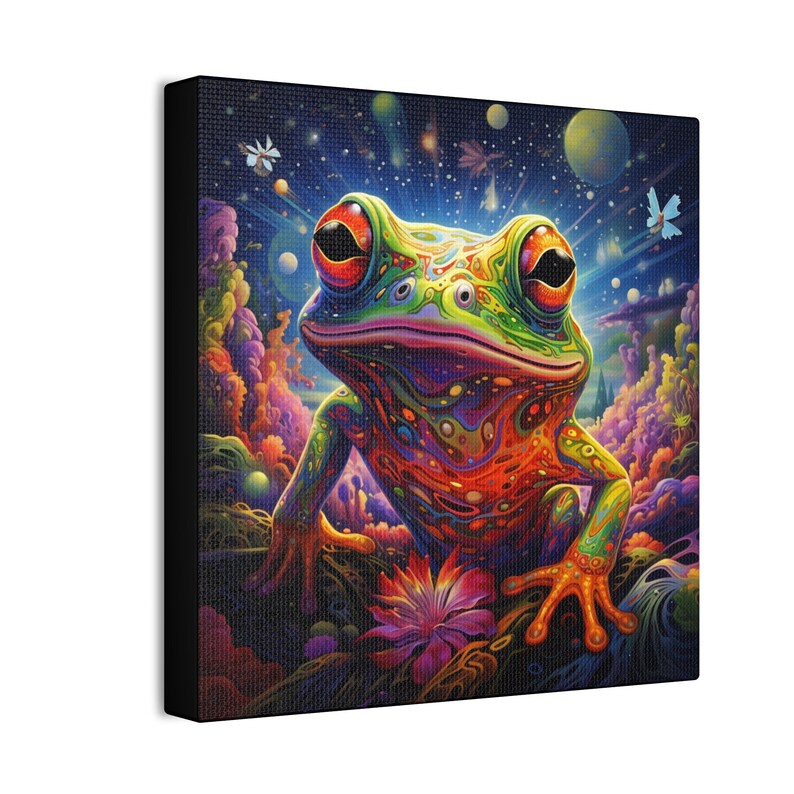 Psychedelic Trippy Frog Canva - Etsy