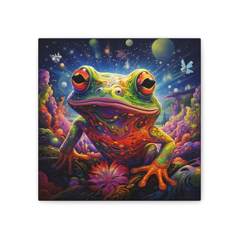Psychedelic Trippy Frog Canva - Etsy