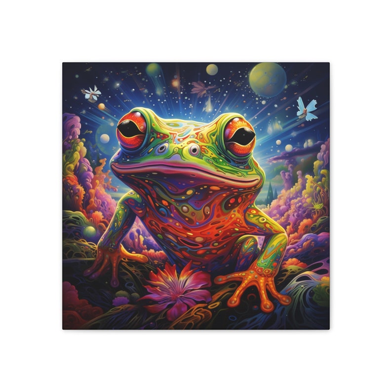 Psychedelic Trippy Frog Canva - Etsy