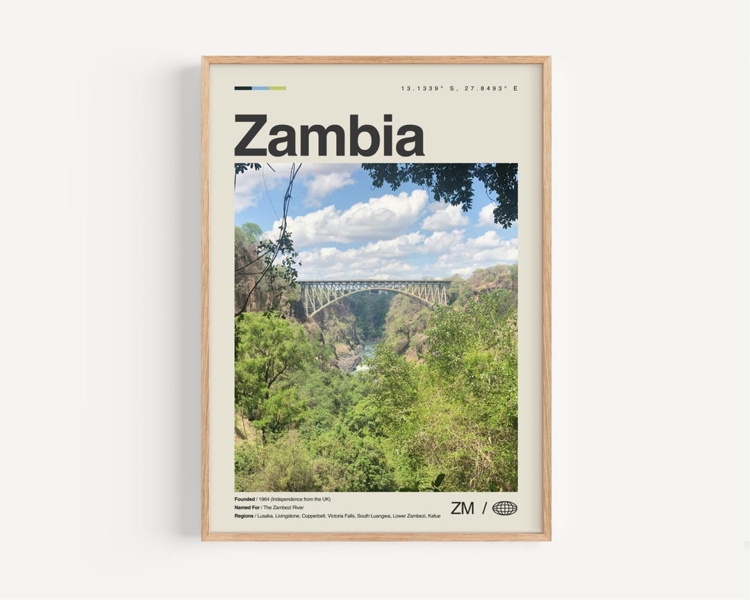 Zambia Print Black and White, Zambia Wall Art, Zambia Poster, Zambia ...