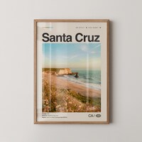 Watercolor Santa Cruz Map Art Print: California Home Decor - Etsy