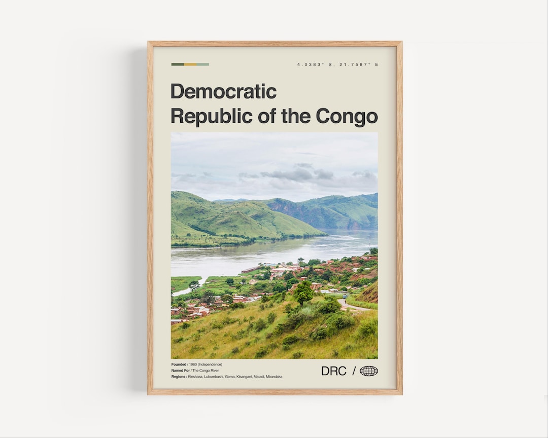 Democratic Republic of the Congo Print Black and White, Congo Wall Art ...