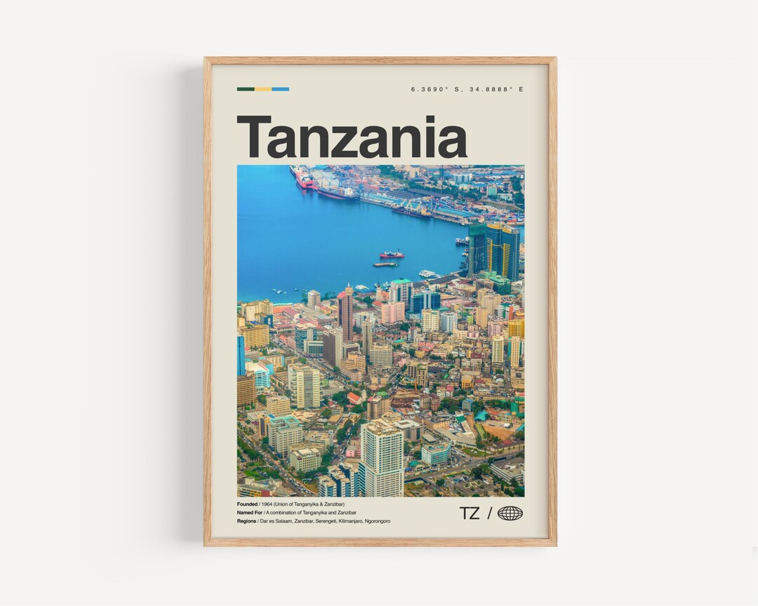 Tanzania Print Black and White, Tanzania Wall Art, Tanzania Poster ...