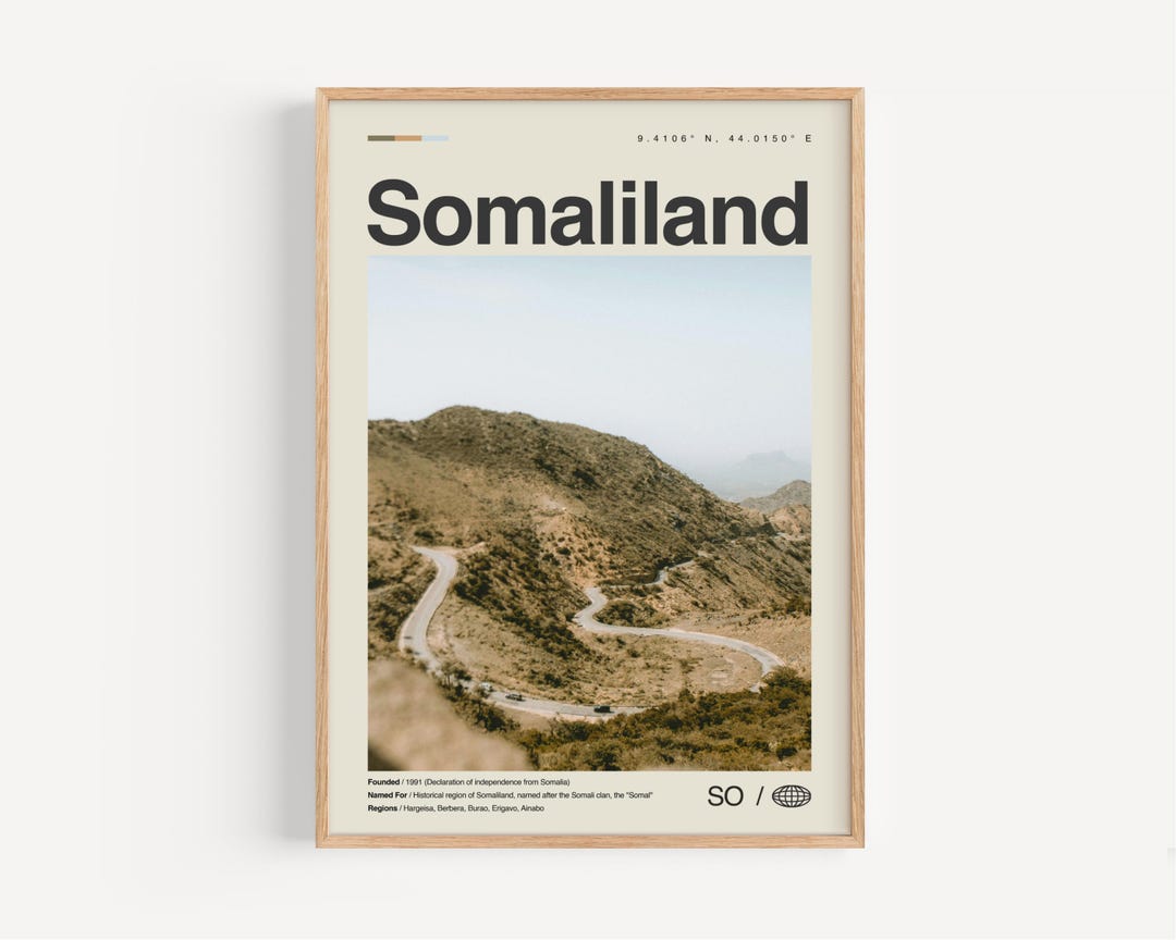 Somaliland Print Black and White, Somaliland Wall Art, Somaliland ...