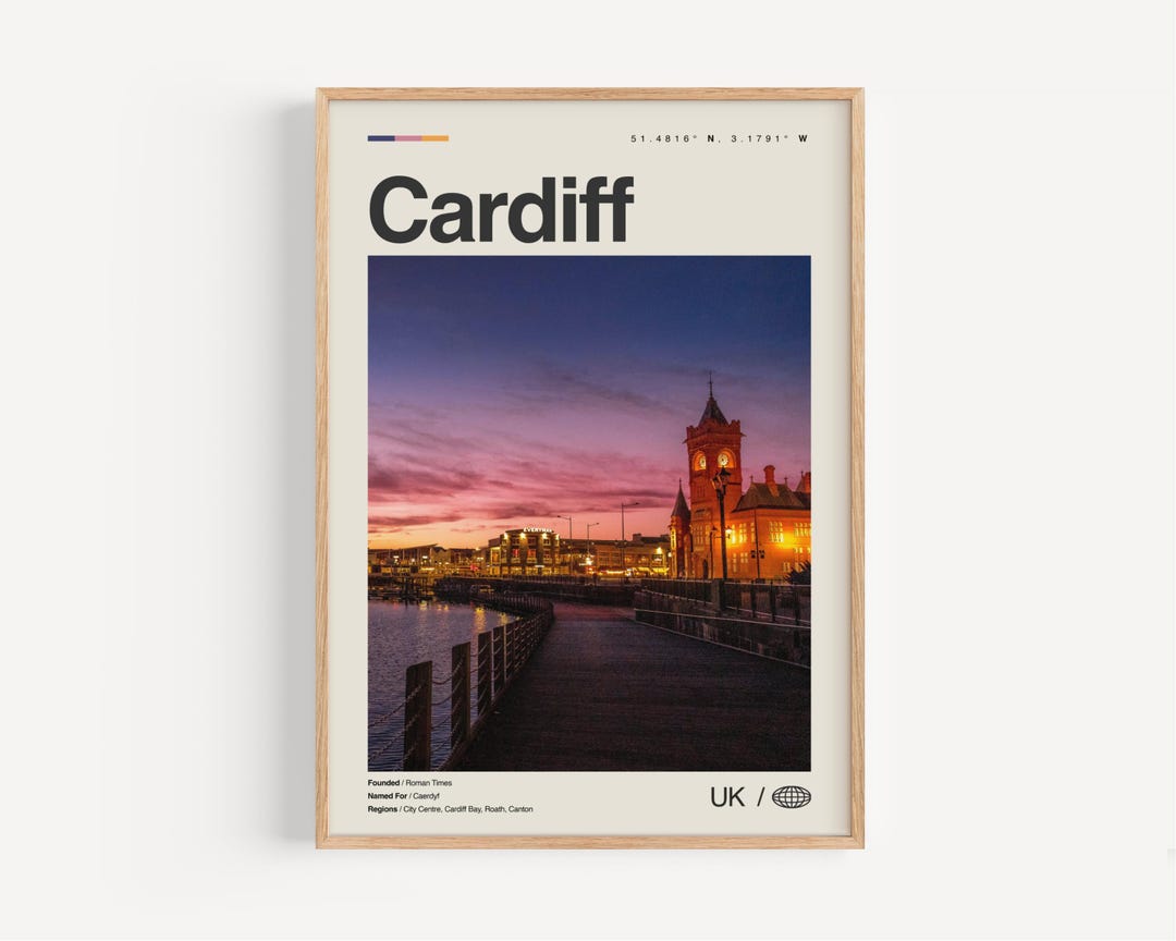Cardiff Print Black and White Wales, Cardiff Wall Art, Cardiff Poster ...
