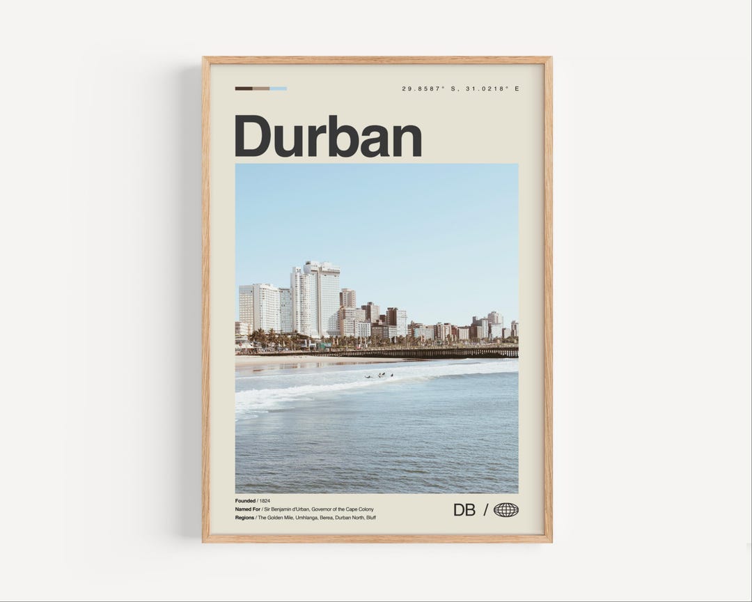 Durban Print Black and White, Durban Wall Art, Durban Poster, Durban ...