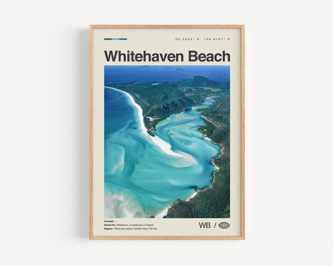 Whitehaven Beach Print Black and White, Whitehaven Beach Wall Art, Whitehaven Beach Poster ...