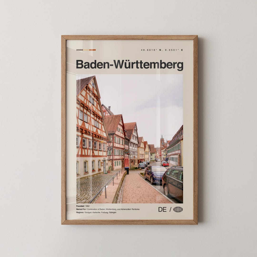 Baden Wurttemberg No 1, Baden-wurttemberg Wall Art, Baden-wurttemberg ...