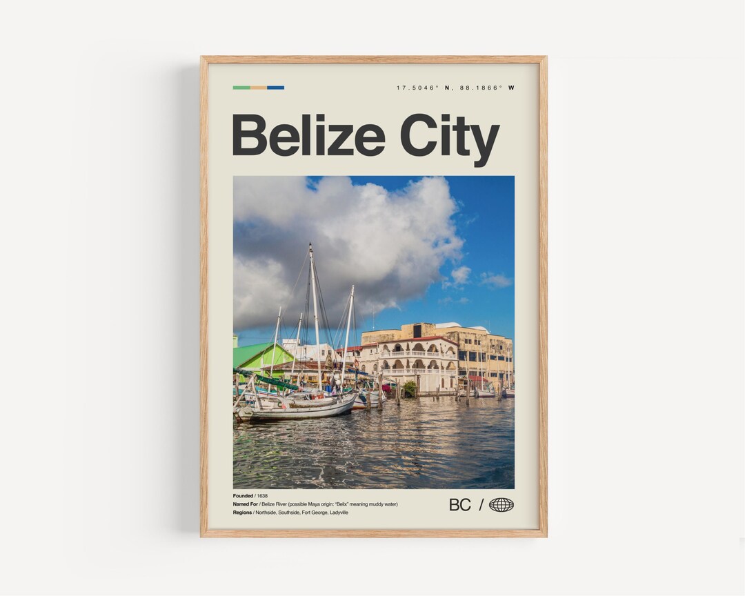 Belize City Print Black and White, Belize City Wall Art, Belize City ...