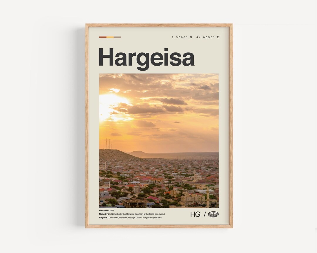 Hargeisa Print Black and White, Hargeisa Wall Art, Hargeisa Poster ...