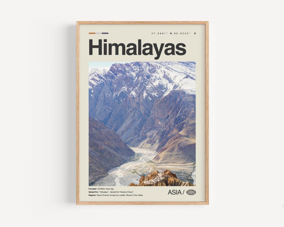 The Himalayas Print Himalayas Wall Art, Himalayas Poster, Himalayas ...