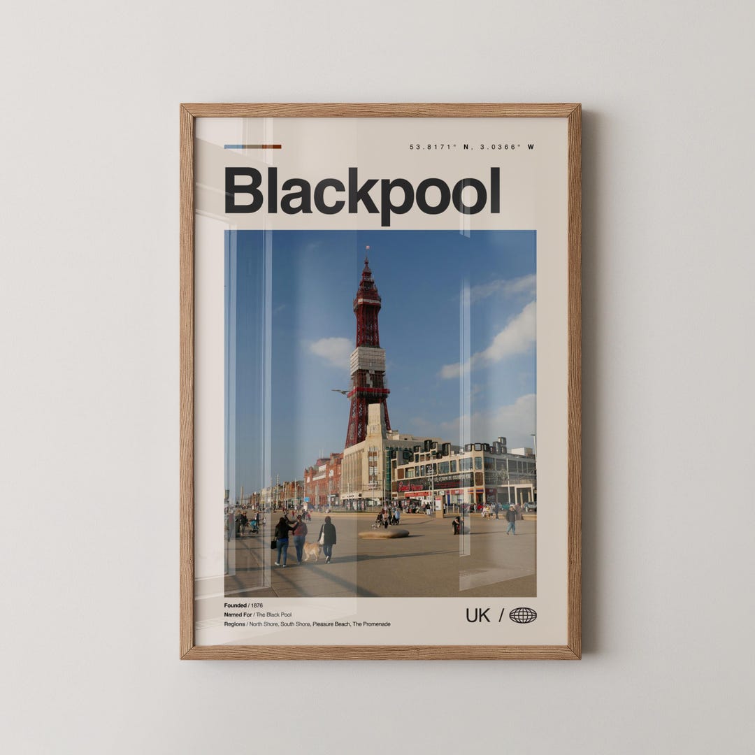 Blackpool Print Black and White England, Blackpool Wall Art, Blackpool ...