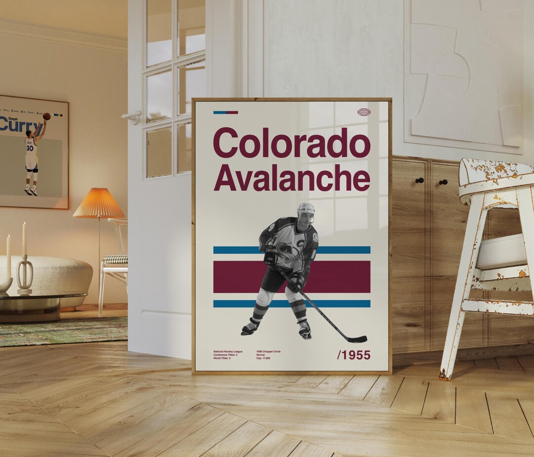 Colorado Avalanche Inspired Poster, Hockey Art Print, Mid-century ...