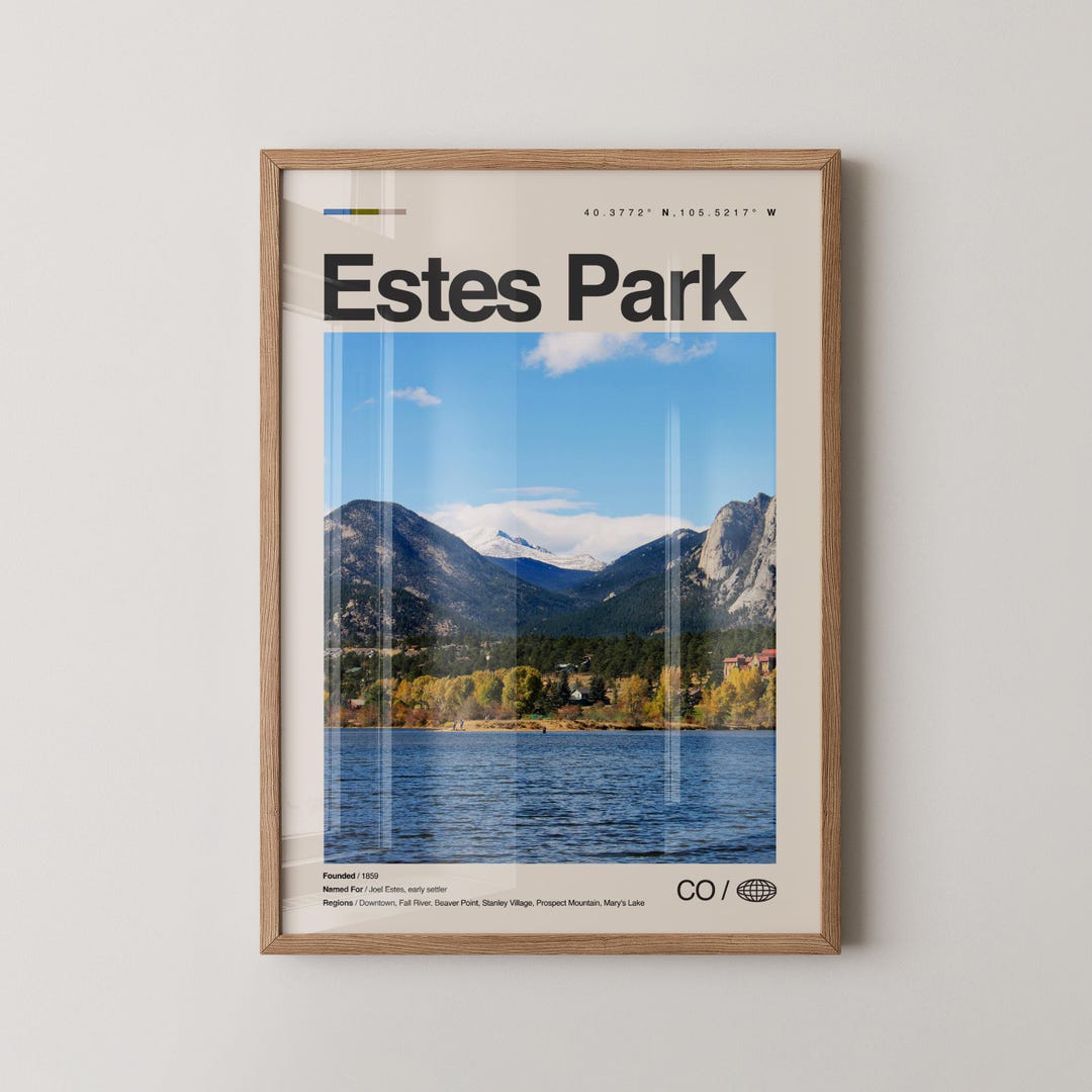 Estes Park Print, Real Photo Travel Art, Estes Park Poster, Mid Century ...