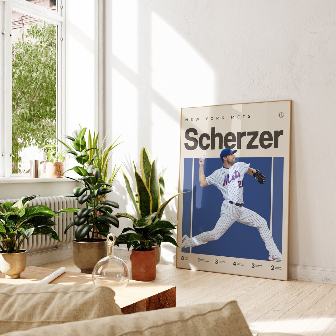 Max Scherzer Inspired Poster, New York Mets Art Print, MLB Poster, Mid ...