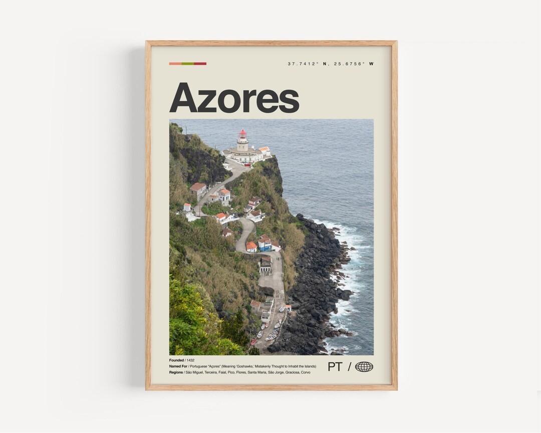 Azores Print Black and White, Azores Wall Art, Azores Poster, Azores ...