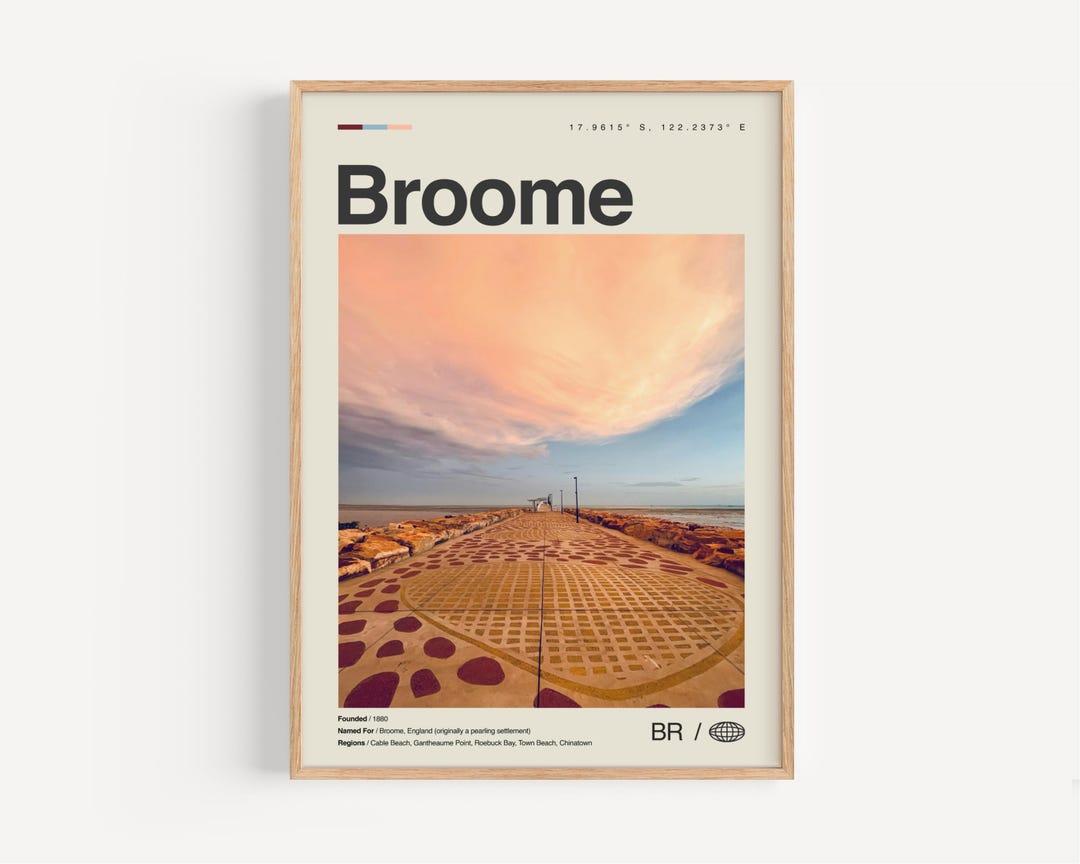 Broome Print Black and White, Broome Wall Art, Broome Poster, Broome ...