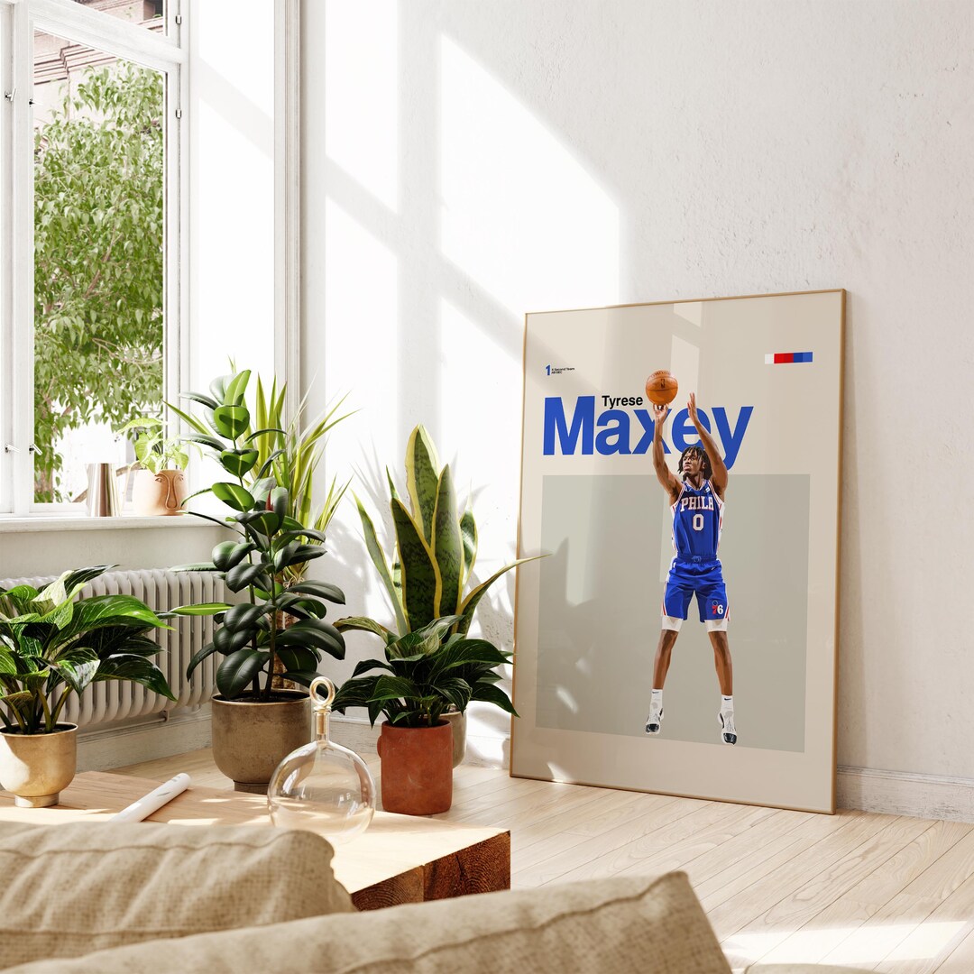 Tyrese Maxey Inspired Poster, Philadelphia 76ers Art Print, Basketball ...