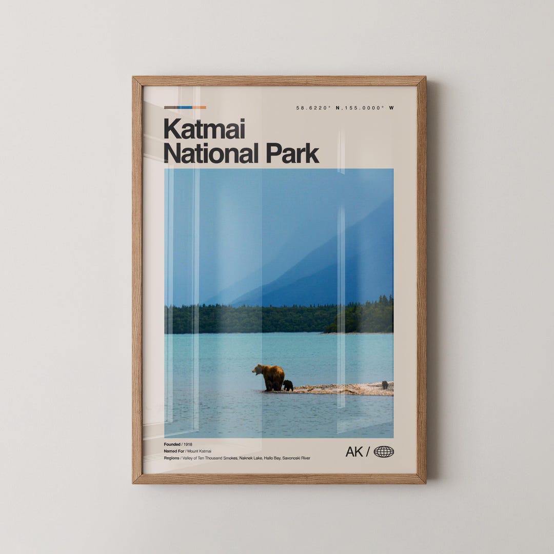 Katmai National Park Print, Real Photo Travel Art, Katmai Poster, Mid ...