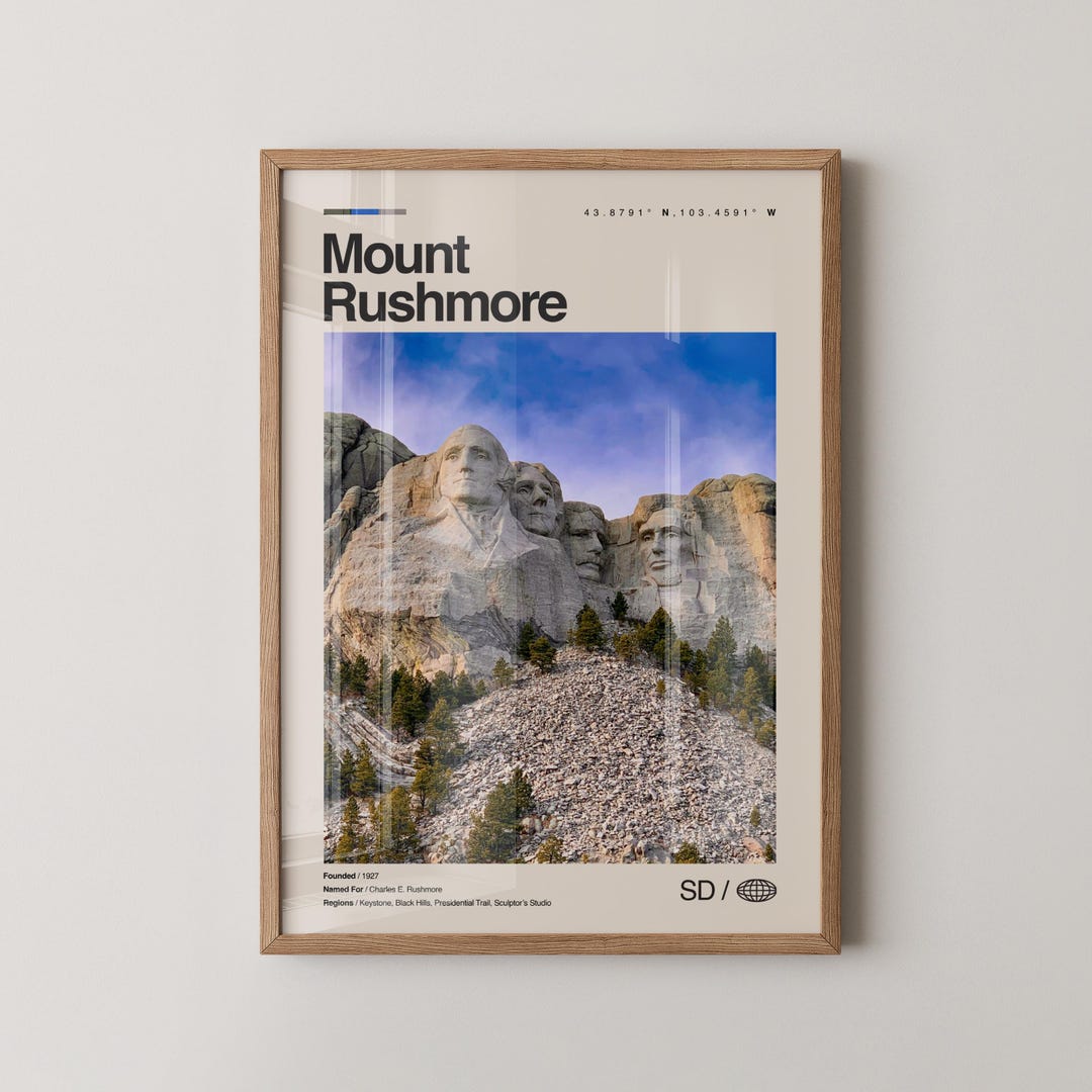 Mount Rushmore Print, Real Photo Travel Art, Mount Rushmore Poster, Mid ...
