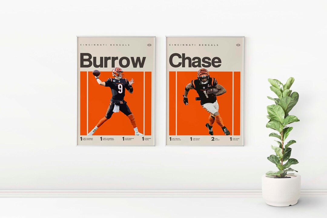 Joe Burrow and Ja'marr Chase Inspired Poster, Cincinnati Bengals Art ...