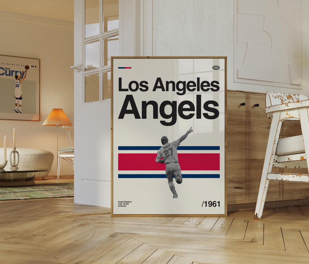 LA Angels Art Print, MLB Poster, Mid-century Modern, Uni Dorm Room - Etsy