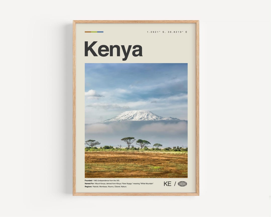 Kenya Print Black and White, Kenya Wall Art, Kenya Poster, Kenya Photo ...