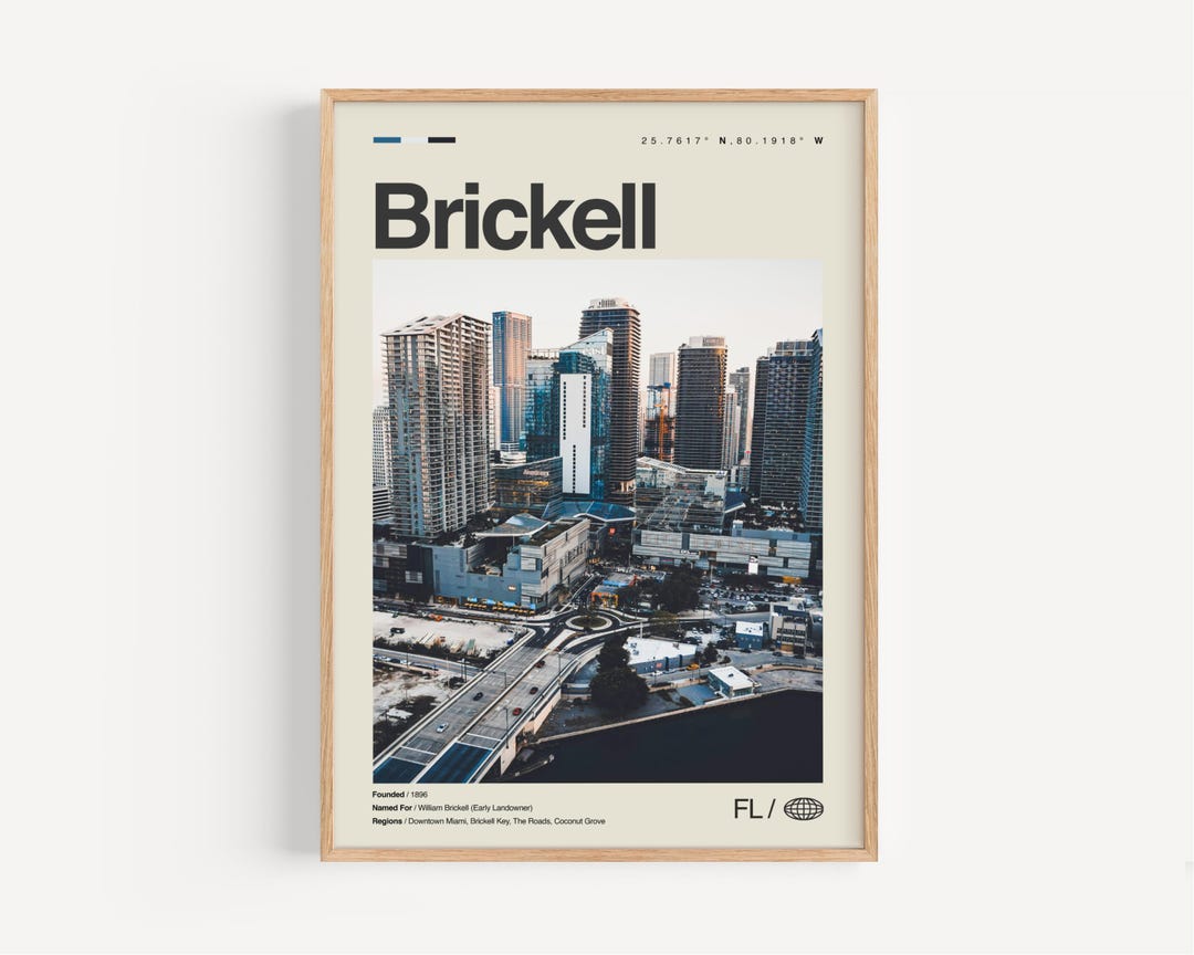 Brickell Print Florida, Brickell Wall Art, Brickell Poster, Brickell ...