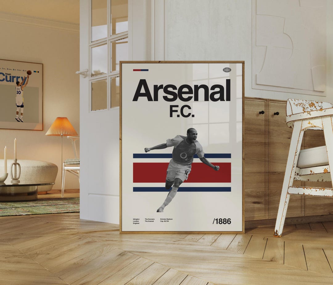 Arsenal Legend, Thierry Henry Print, Soccer Poster, Mid-century Modern ...