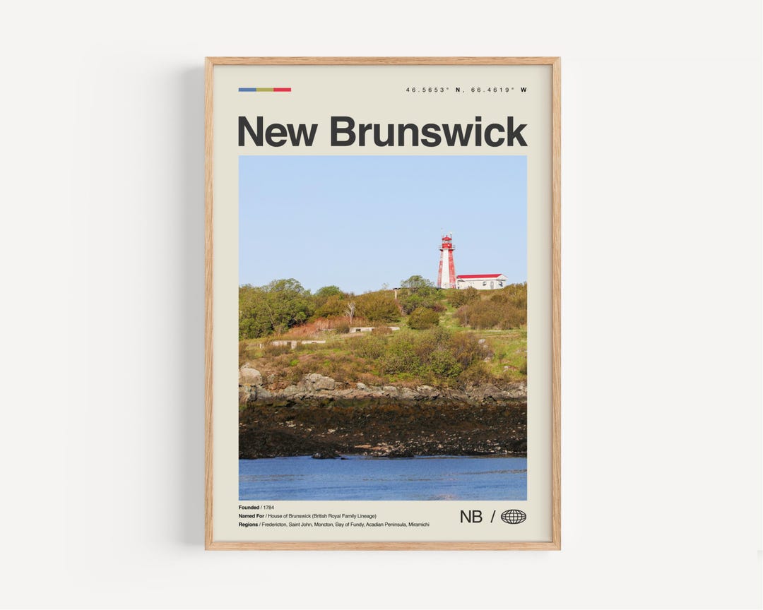 New Brunswick Print Black and White, New Brunswick Wall Art, New ...