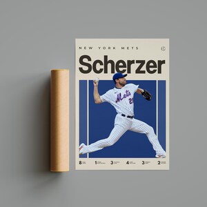 Max Scherzer Inspired Poster, New York Mets Art Print, MLB Poster, Mid ...