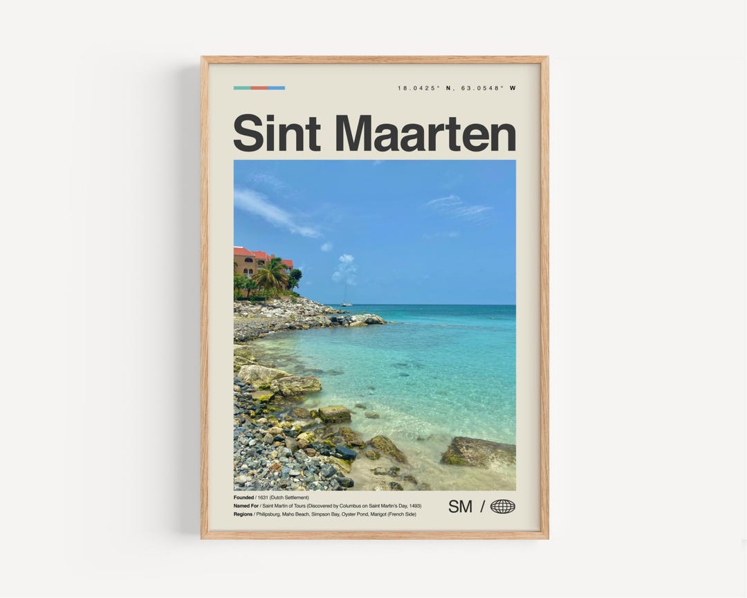 Sint Maarten Print Black and White No 1, Sint Maarten Wall Art, Sint ...